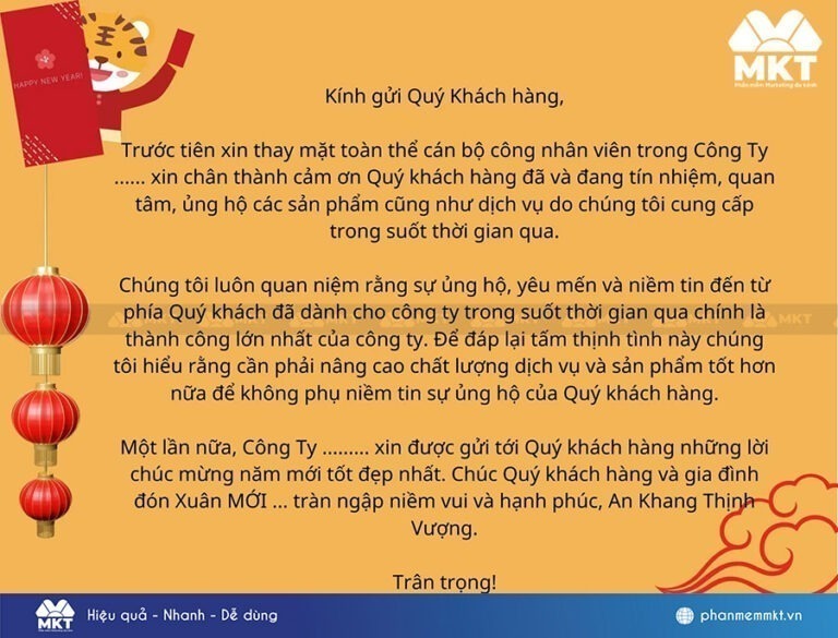 Thư Chúc Tết Khách Hàng 2024 Ý Nghĩa Bằng Tiếng Anh, Việt