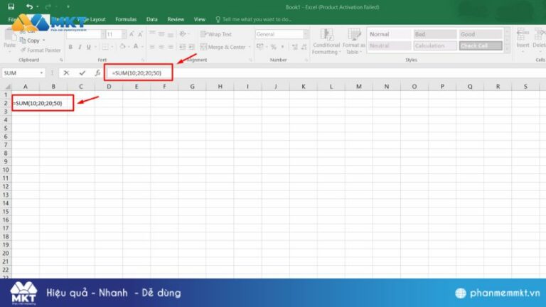 Cách sử dụng hàm SUM trong Excel văn phòng